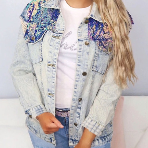 Jackets & Coats | Sequin Jean Jacket | Poshmark